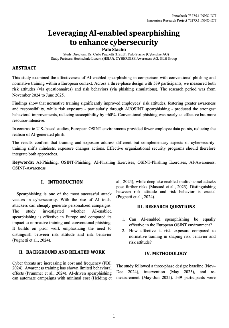 AI-Phishing Scientific Study Report | Cyberdise AG